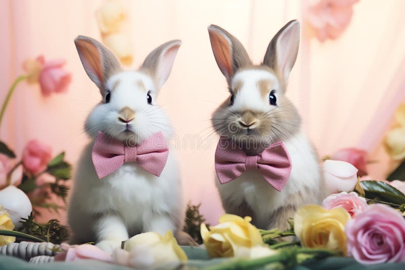 Bunny Rabbits Easter Holiday Theme Stock Illustration - Illustration of ...