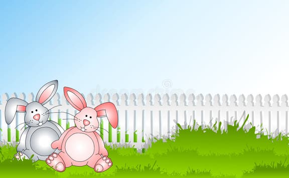 Bunny Rabbits Sitting in Grass Stock Illustration - Illustration of ...