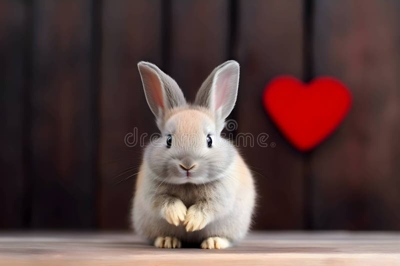 Bunny with a Red Heart on a Dark Background Stock Vector - Illustration ...