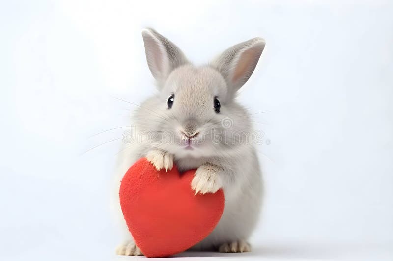 Bunny with a Red Heart on a Light Background Stock Vector ...