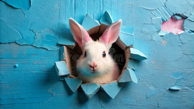 Bunny S Blue Breakout White Rabbit in Cracked Teal Wood Stock ...