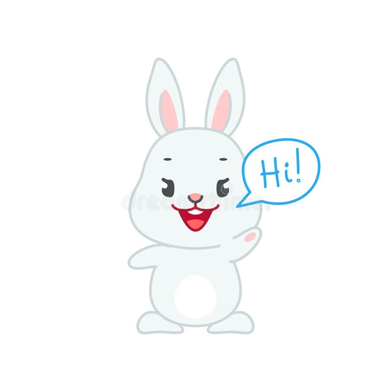 Cartoon White Rabbit Speech Bubble Stock Illustrations – 400 Cartoon ...