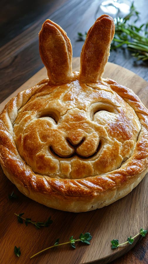Bunny Shaped Meat Pie Decorative Pastry Ears Golden Crust Stock Photos ...