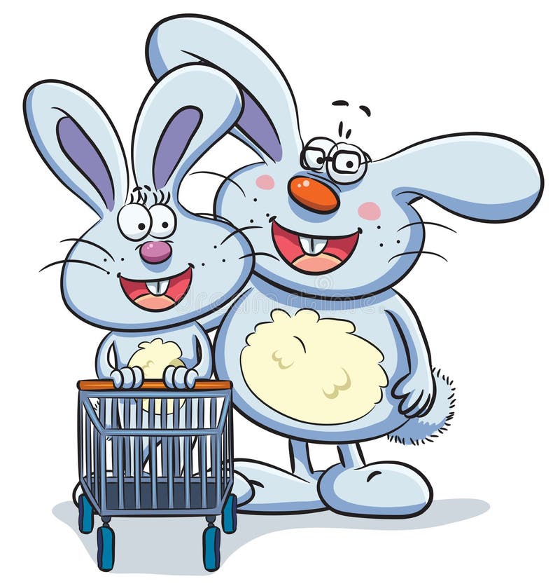 Bunny Shopping stock vector. Illustration of cart, happy - 39853945