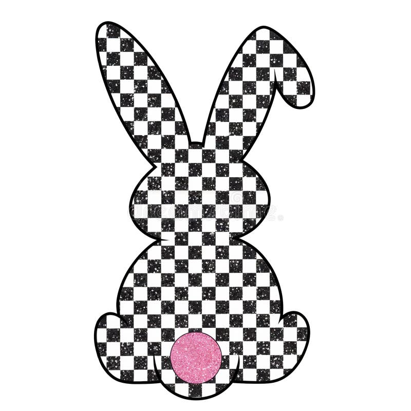 A Bunny Silhouette is Adorned with a Black and White Checkerboard ...