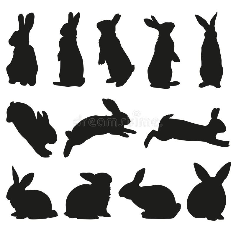 Standing Rabbit Silhouette Stock Illustrations – 1,119 Standing Rabbit ...