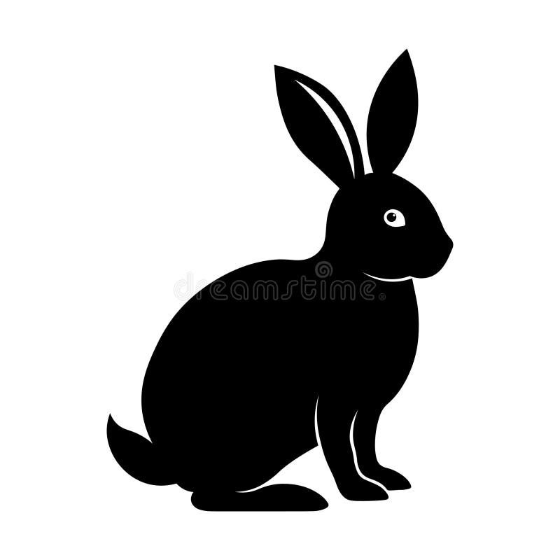 A Bunny Silhouette Vector Illustration is a Simple, Solid-colored ... A Bunny Silhouette Vector Illustration is a Simple, Solid-colored ...