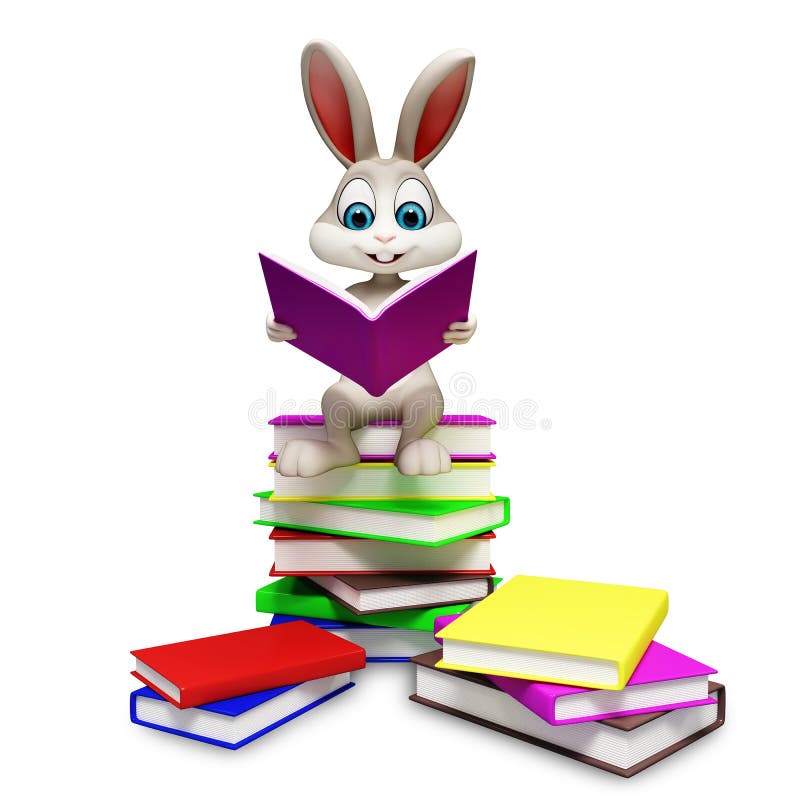 Bunny Sitting on Egg & Reading a Book Stock Illustration - Illustration ...