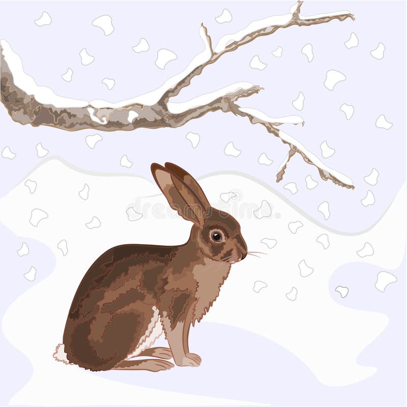 Bunny in the Snow Christmas Theme Vector Stock Vector - Illustration of ...