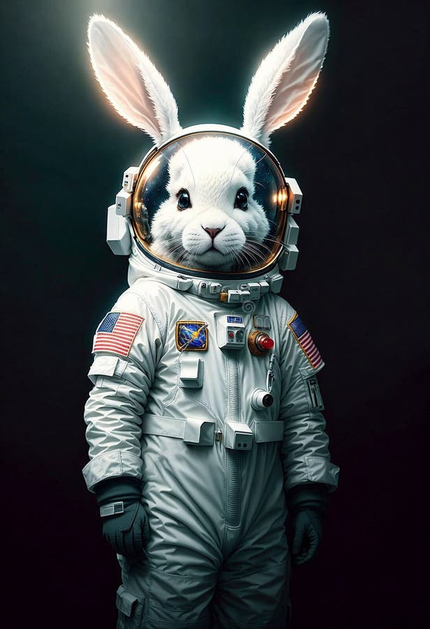Bunny in Space Suit Created with Generative AI Stock Illustration ...