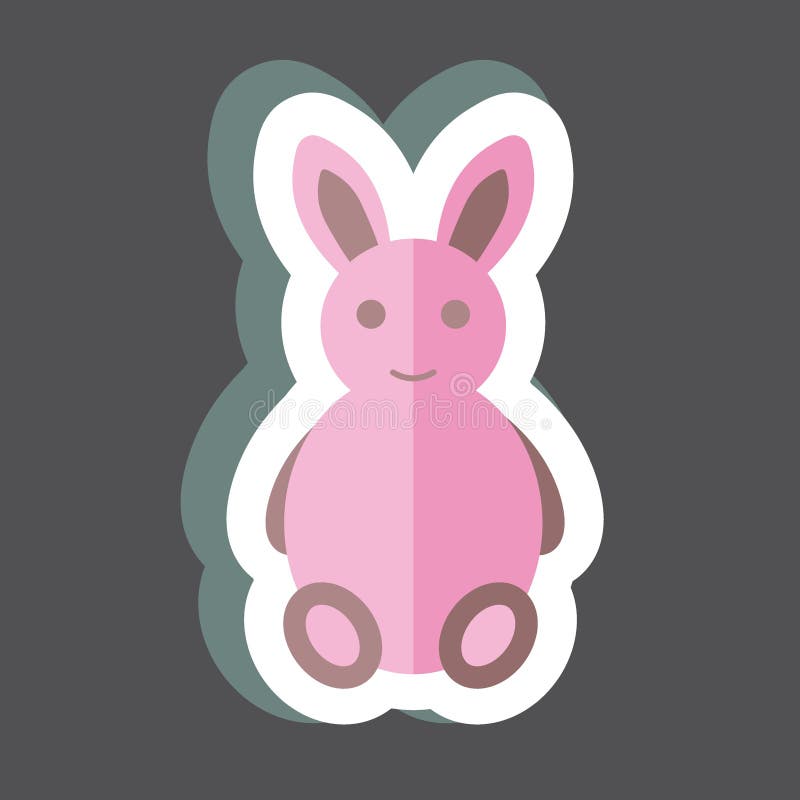 Bunny Sticker in Trendy Isolated on Black Background Stock Illustration ...