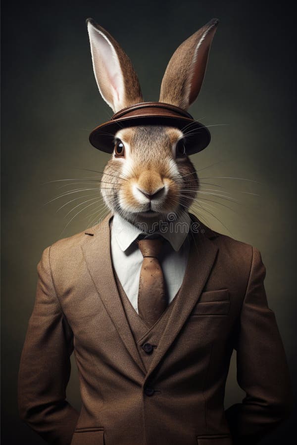 Bunny in a suit stock illustration. Illustration of spring - 302971829