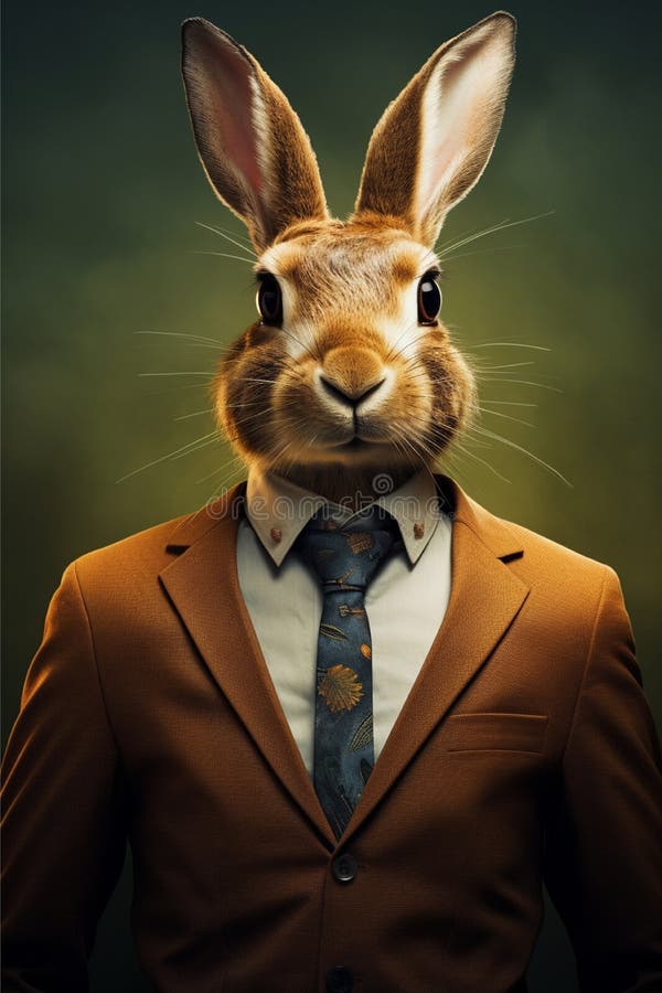 Bunny in a suit stock illustration. Illustration of spring - 302971829