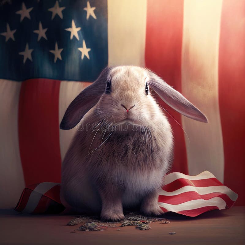 Bunny and USA Flag. Generative Ai Art Stock Illustration - Illustration ...