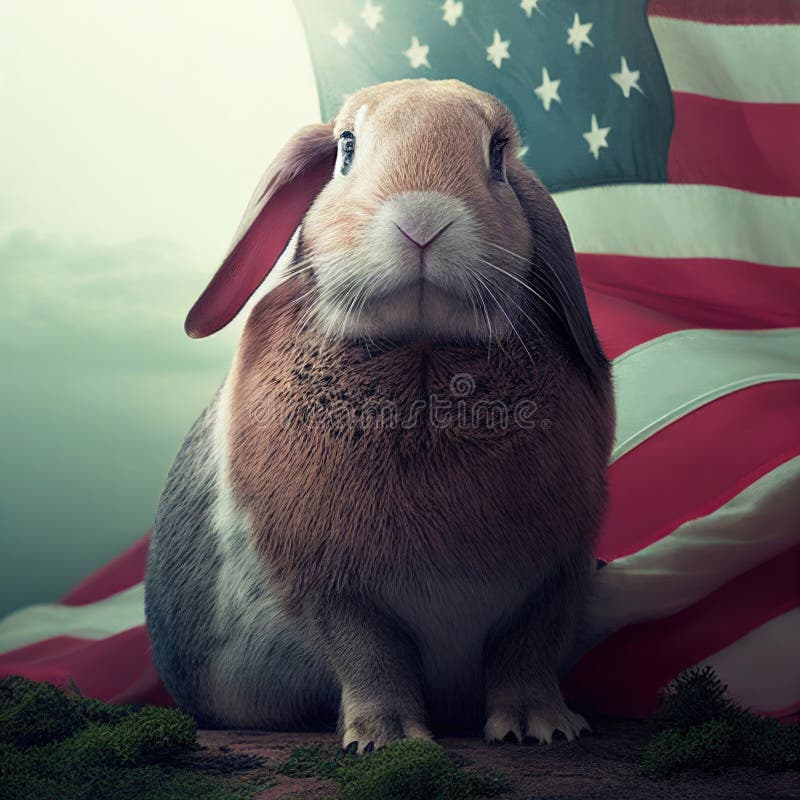 Bunny and USA Flag. Generative Ai Art Stock Illustration - Illustration ...