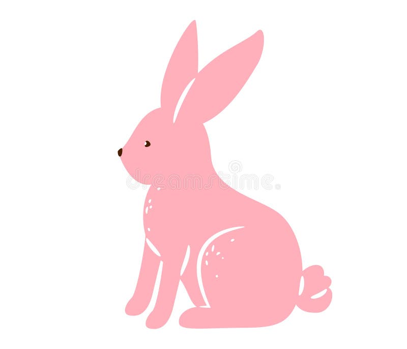 Bunny Vector Illustration. Pink Textured Rabbit Isolated on White ...