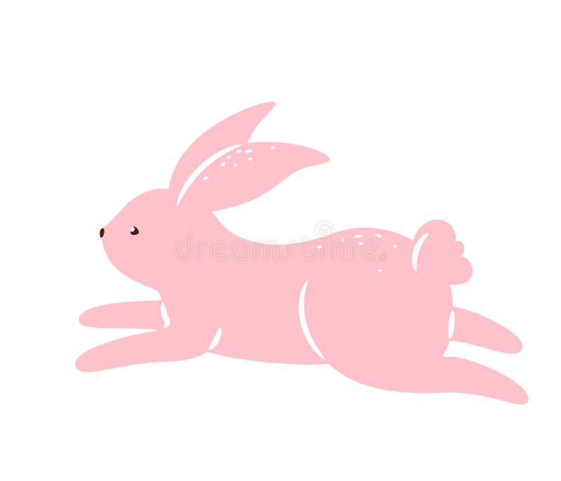 Bunny Vector Illustration. Pink Textured Rabbit Isolated on White ...