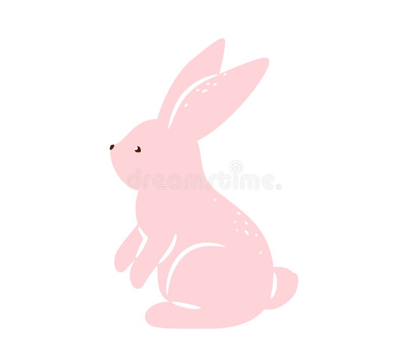 Bunny Vector Illustration. Pink Textured Rabbit Isolated on White ...