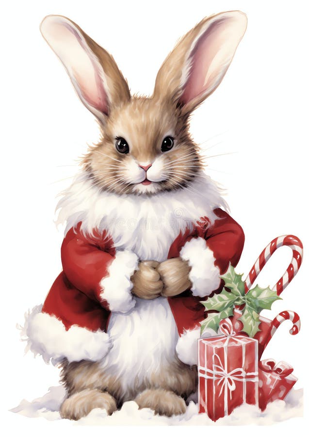 Bunny Watercolor Winter Border Stock Illustration - Illustration of ...