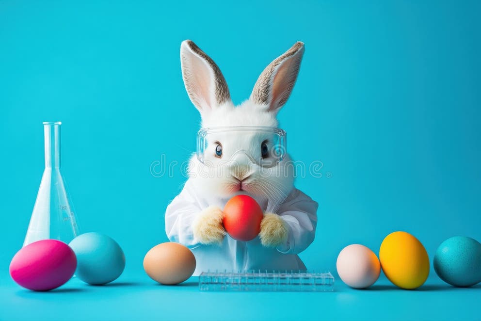 The Bunny Wears a Tiny Lab Coat and Safety Goggles, Conjuring Colorful ...