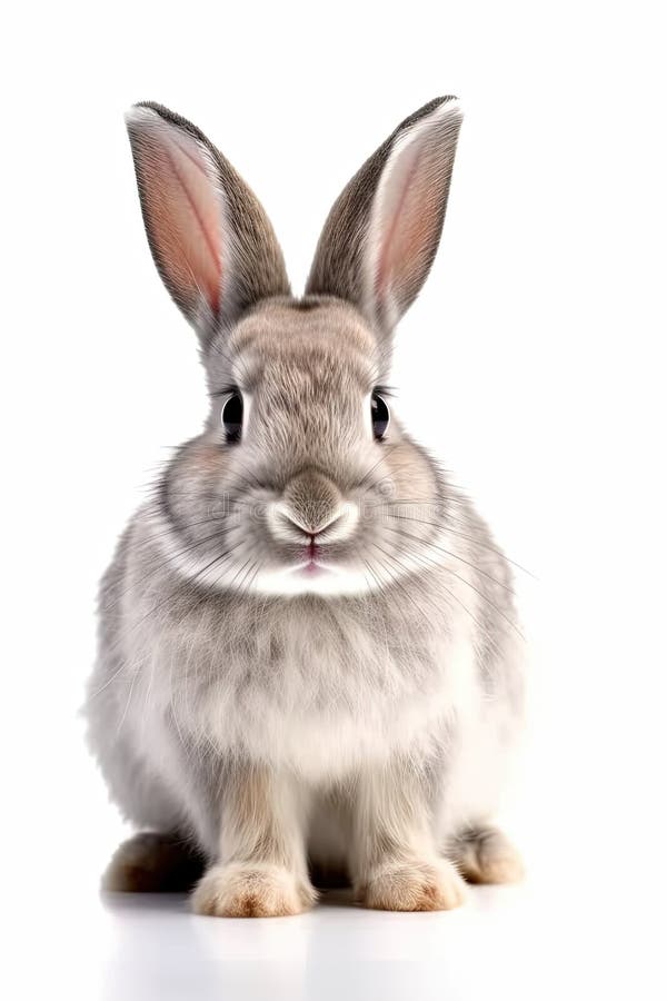 Grey Bunny on White Background Stock Illustration - Illustration of ...