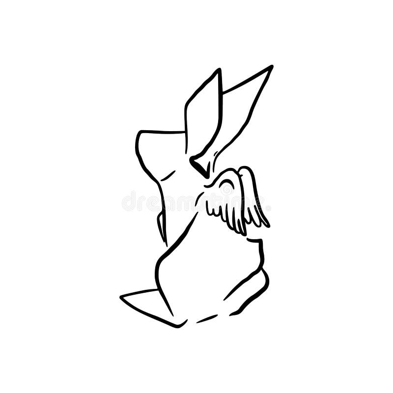 Bunny with Wings Sketch Vector Illustration Hand Draw Stock ...