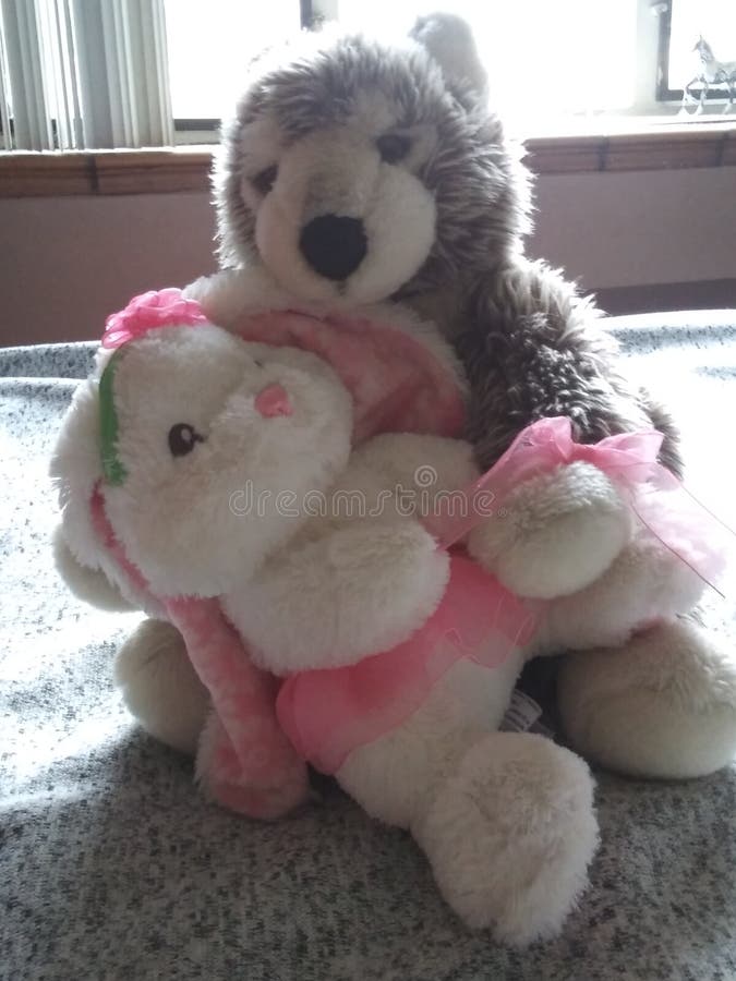 Bunny and a wolf in love stock image. Image of love - 177757765