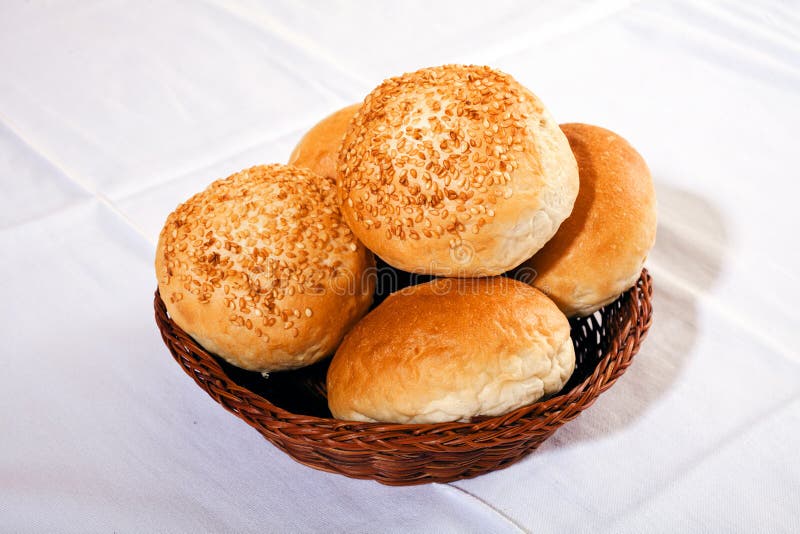Buns in a basket stock image. Image of buns, seeds, product - 75979087
