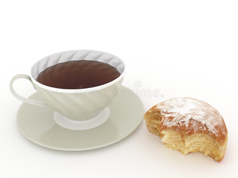 Cup of tea with buns stock illustration. Illustration of beverage ...