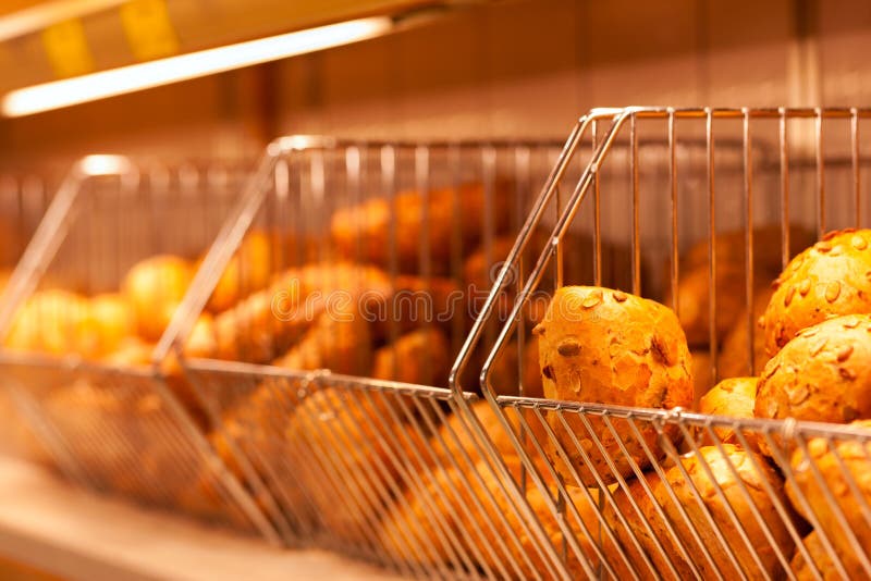 Buns in the Display of a Bakery Stock Photo - Image of tasty, homemade ...