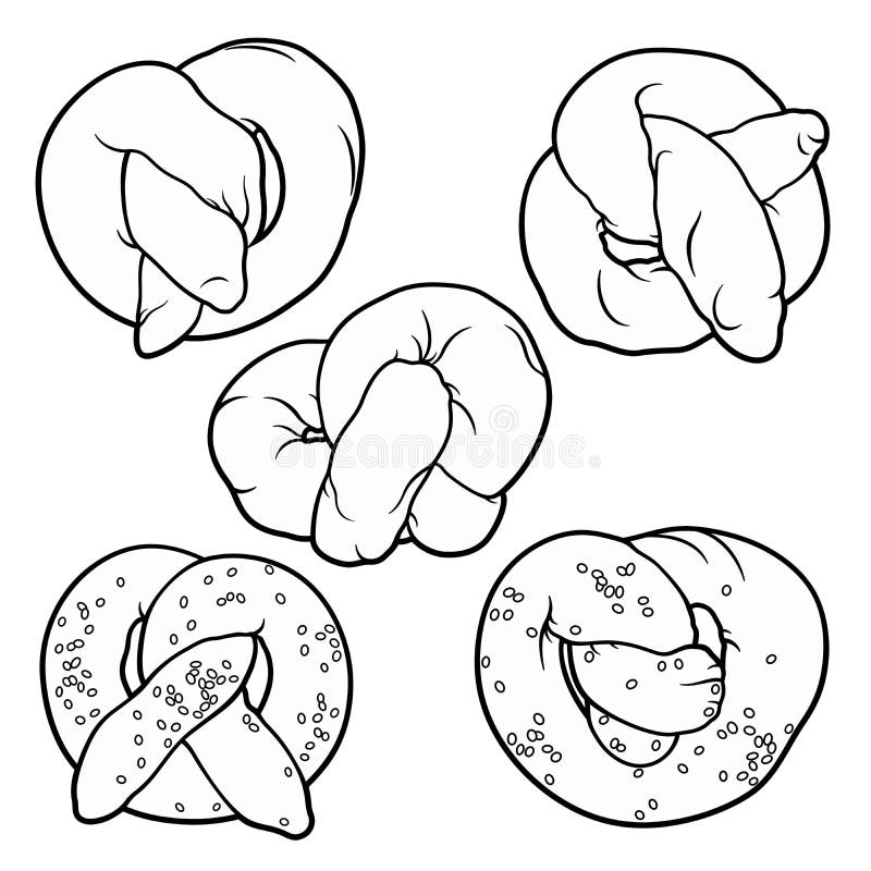 Buns Hand Drawn Vector Doodles Set. Stock Vector - Illustration of ...