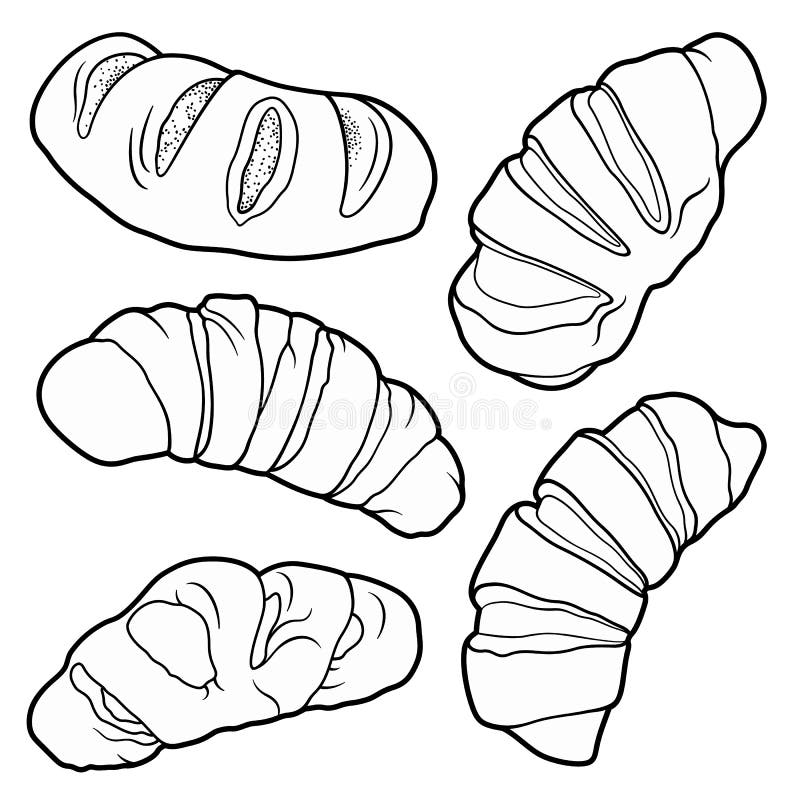 Buns Hand Drawn Vector Doodles Set. Stock Vector - Illustration of ...