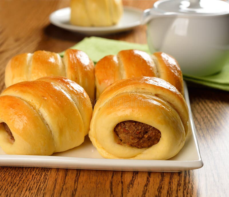Buns with meat stock image. Image of breakfast, brown - 28040173
