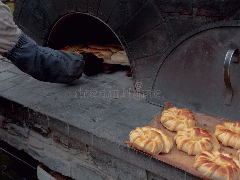 Buns from an outdoor oven stock image. Image of golden - 340349219