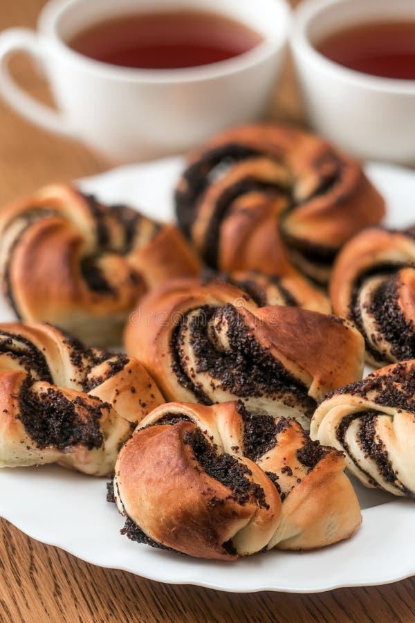 Buns on a plate stock photo. Image of poppy, plate, buns - 47906904