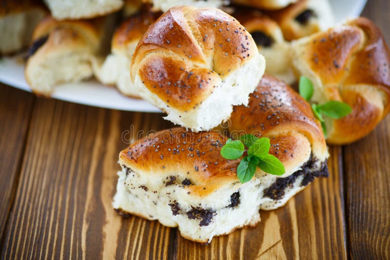 Buns with poppy stock image. Image of food, brown, buns - 62085877