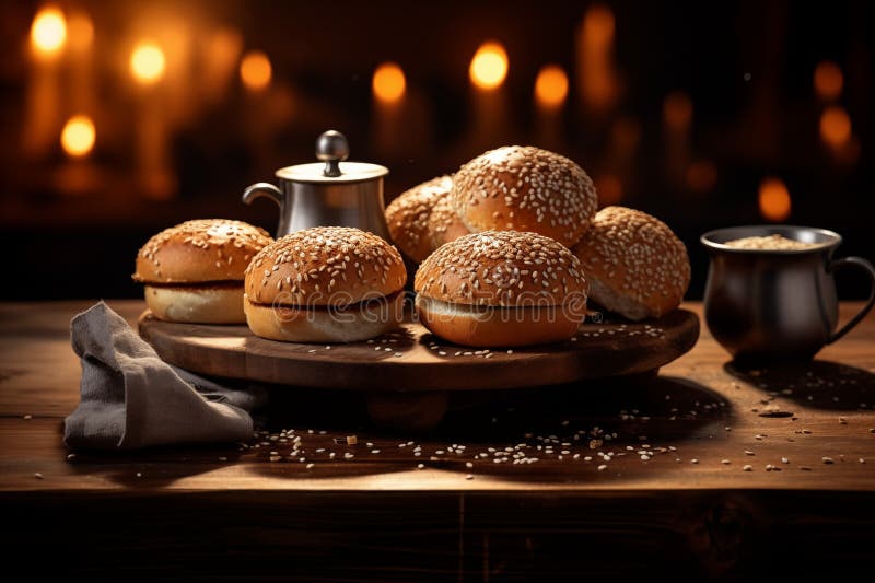 Buns with Sesame. AI Generated Stock Illustration - Illustration of ...