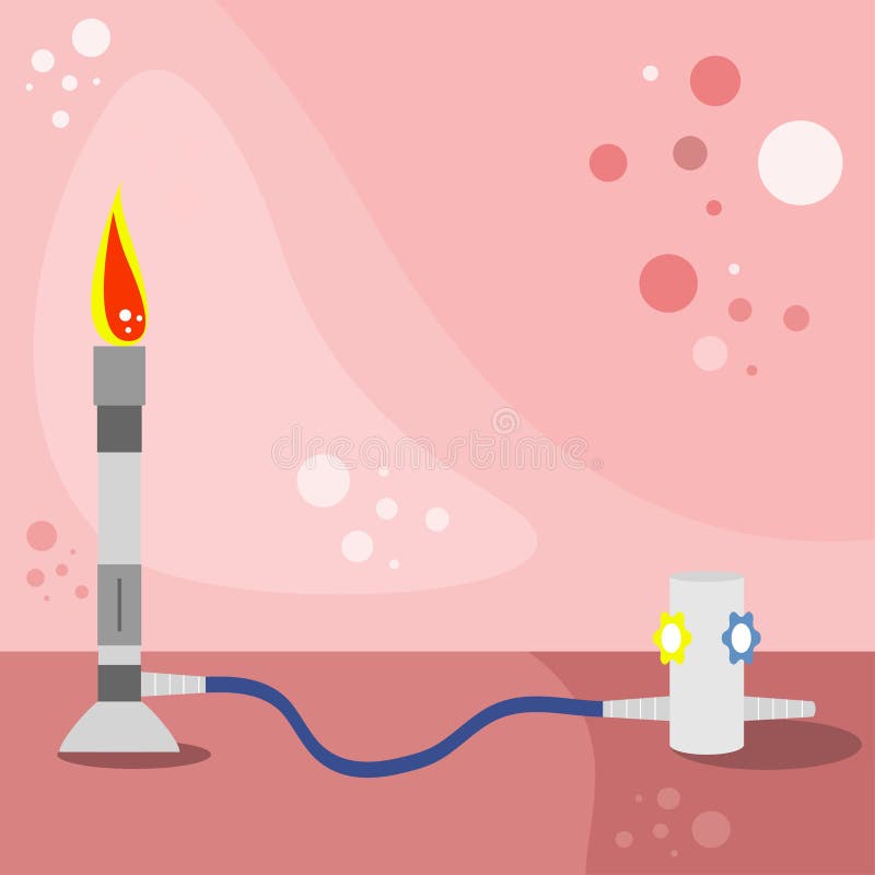 Bunsen Burner Lit stock illustration. Illustration of burner - 1128439