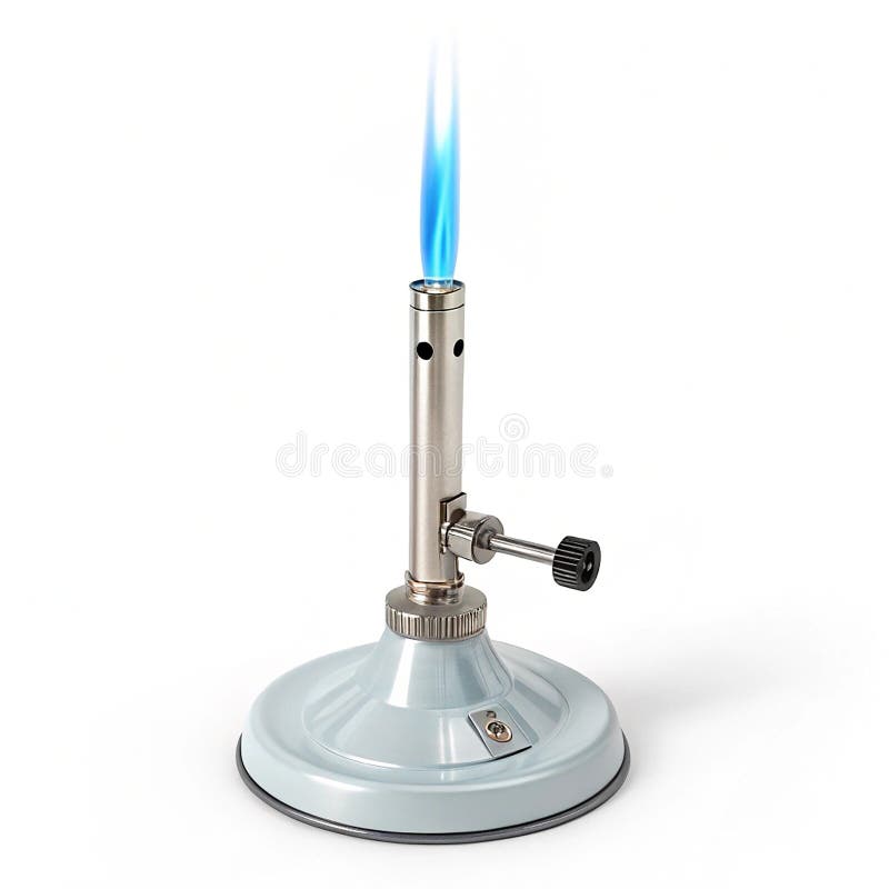 Bunsen Burner with Bright Blue Flame Stock Illustration - Illustration ...
