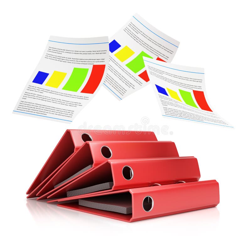 Bunt av mappar och papper stock illustrationer. Illustration av lagring - 51758485