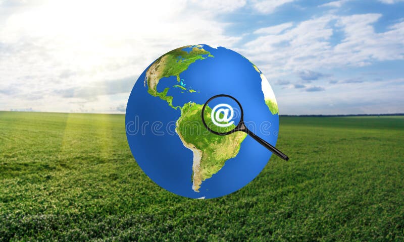 Bunte Erde mit Lupe stock abbildung. Illustration von schwarzes - 64104523