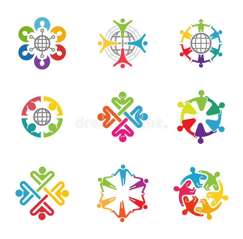 Bunte Leute-Gruppe Team Logo Symbol Design Vektor Abbildung ...