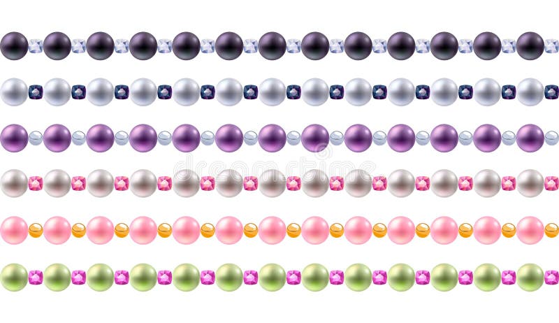 Bunte Perlen Und Edelsteingrenzen Eingestellt Vektor Abbildung ...