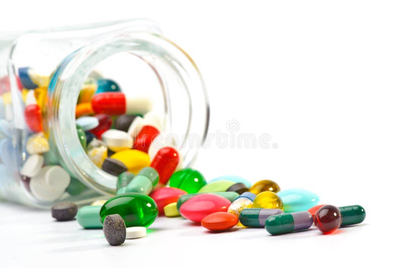 Bunte Tabletten Mit Kapseln Stockfoto - Bild von medikament, gesund ...