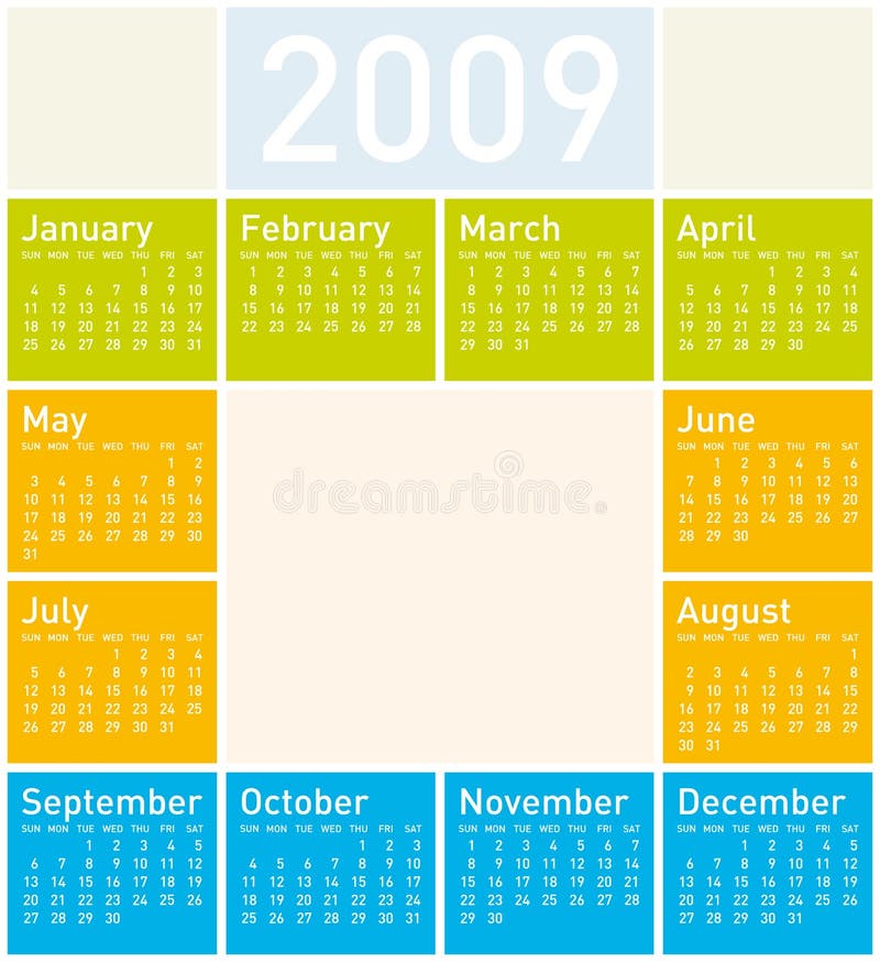 Kalender 2009 vektor abbildung. Illustration von daten - 6605547