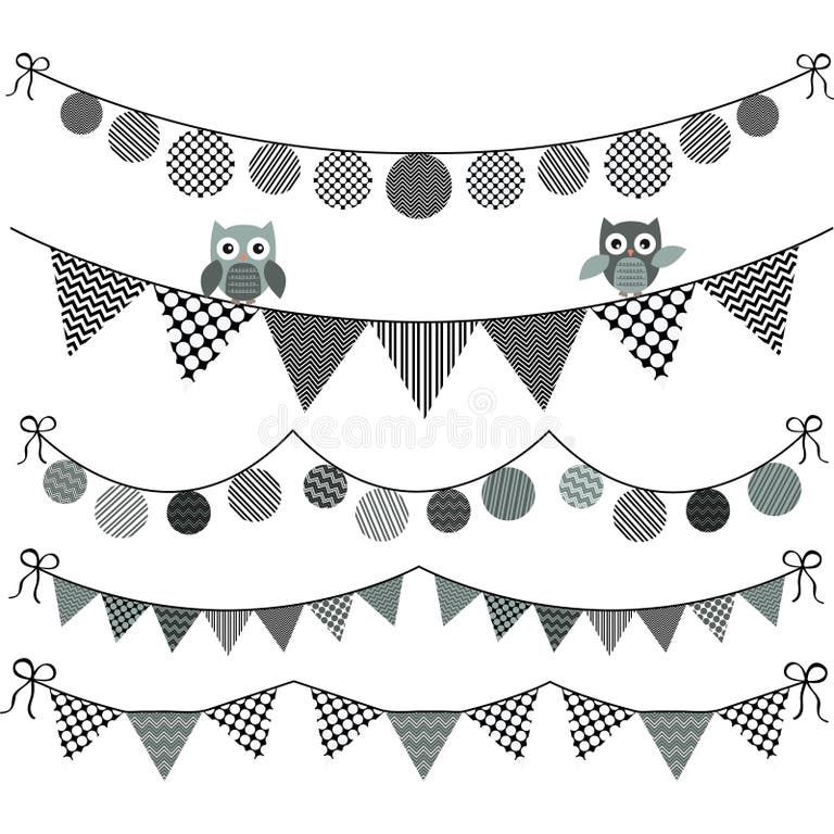 Bunting Owl with Banner stock vector. Illustration of cute - 68078741