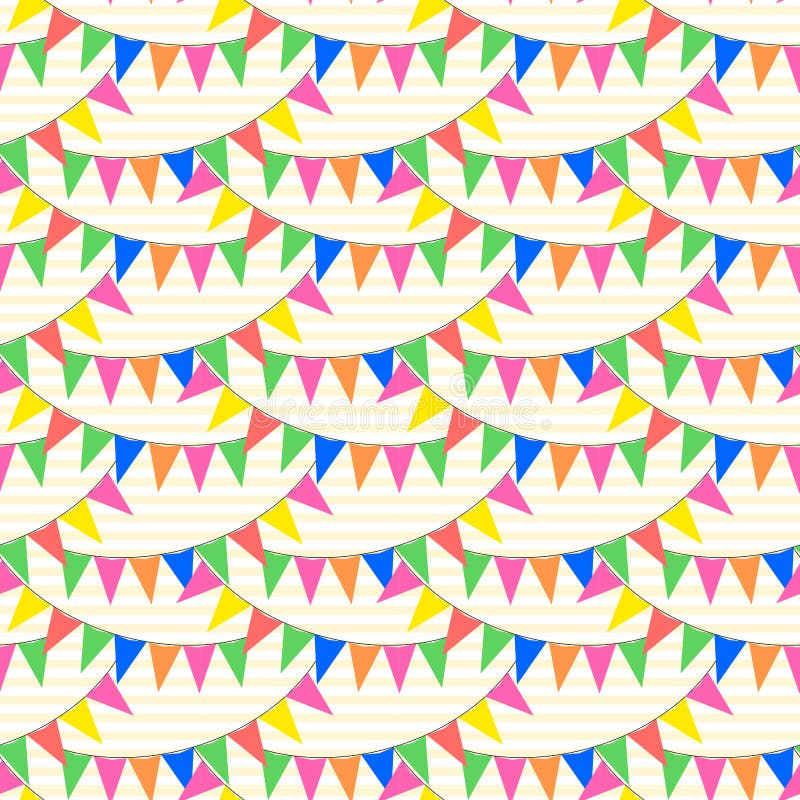 Colorful Bunting Party Flags Seamless Pattern . Stock Vector ...