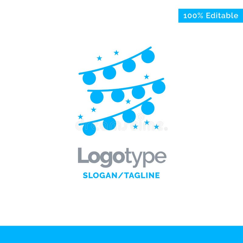 Buntings, Party Decoration, Party Bulb Blue Solid Logo Template. Place ...