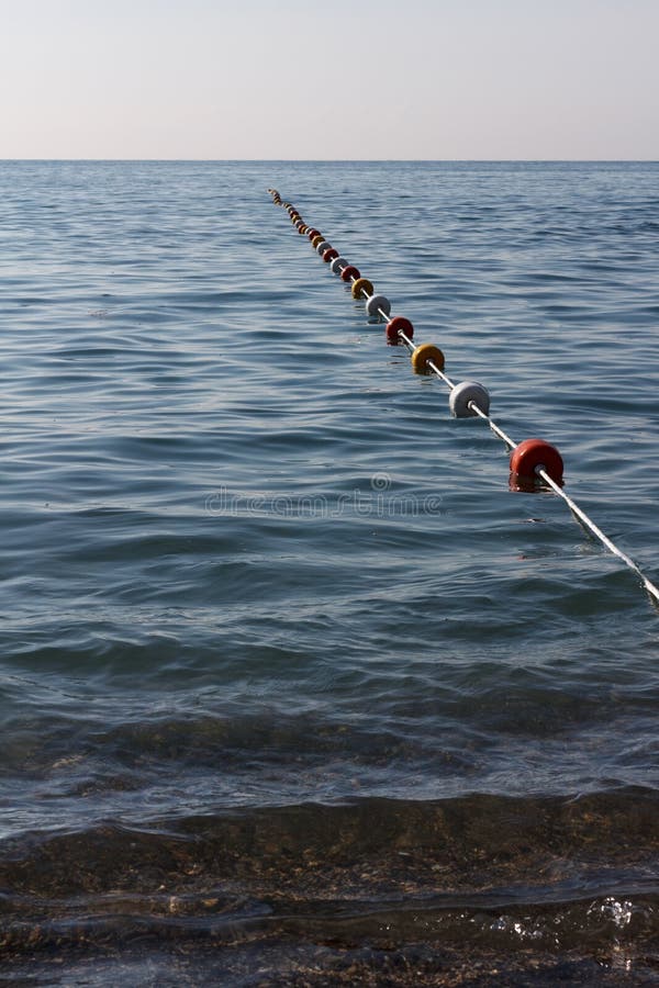 Buoy Rope Barrier on the Water with Floats Stock Photo - Image of line ...