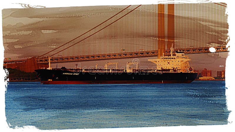 Buque Y Puente Colgante De Carga Imagen editorial - Imagen de naves ...